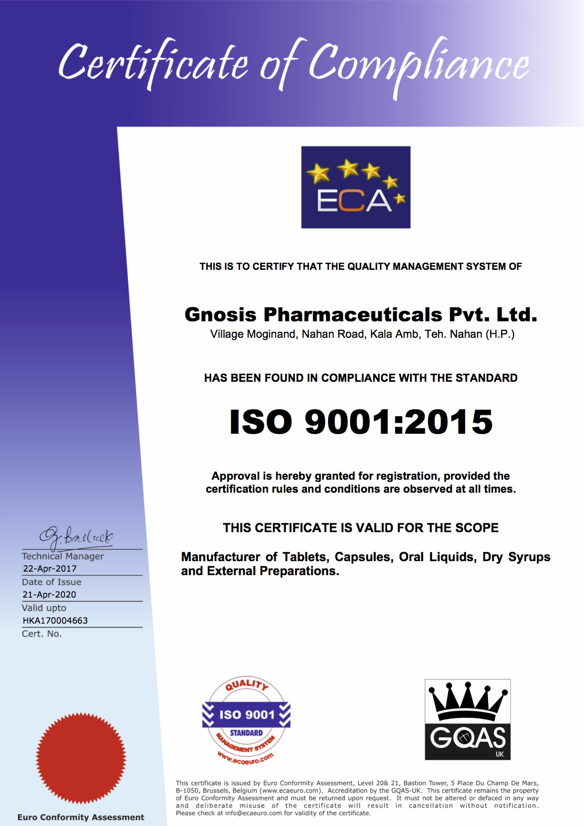 Certificate - Welcome to Gnosis